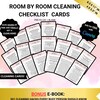 Room by Room Cleaning Checklists, Editable Cleaning Cards, Cleaning ...