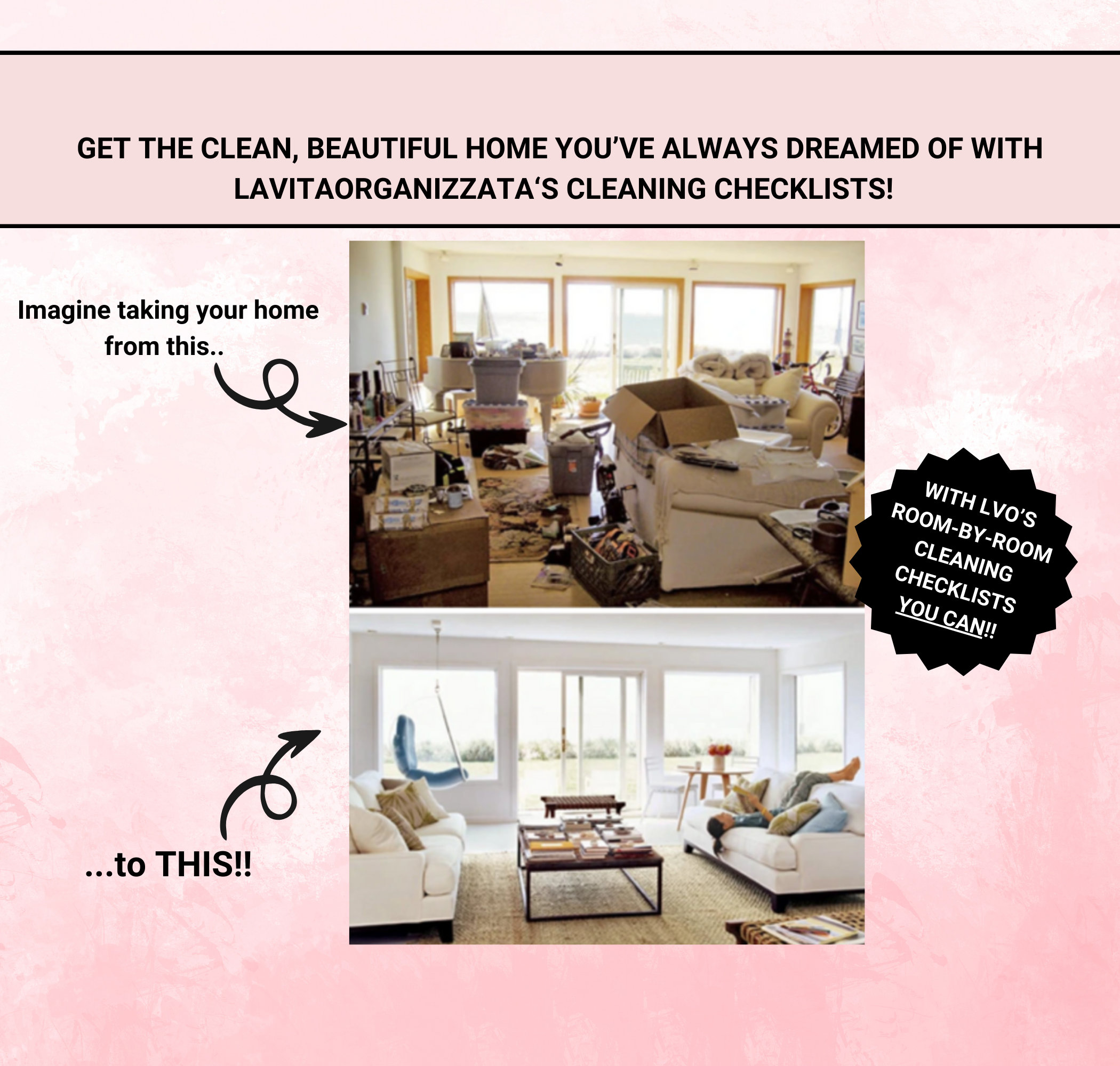 Room by Room Cleaning Checklists, Editable Cleaning Cards, Cleaning ...