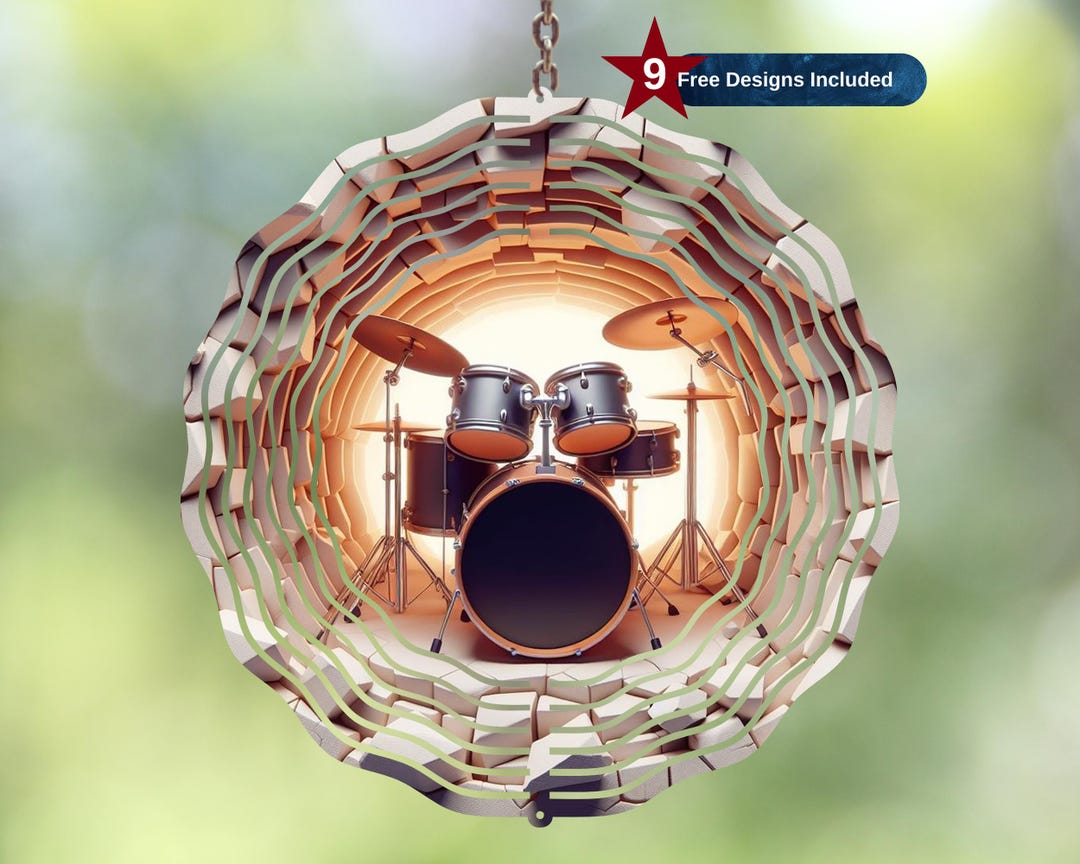 3D Drum Set Wind Spinner Sublimation Design, Music Instrument Wind ...