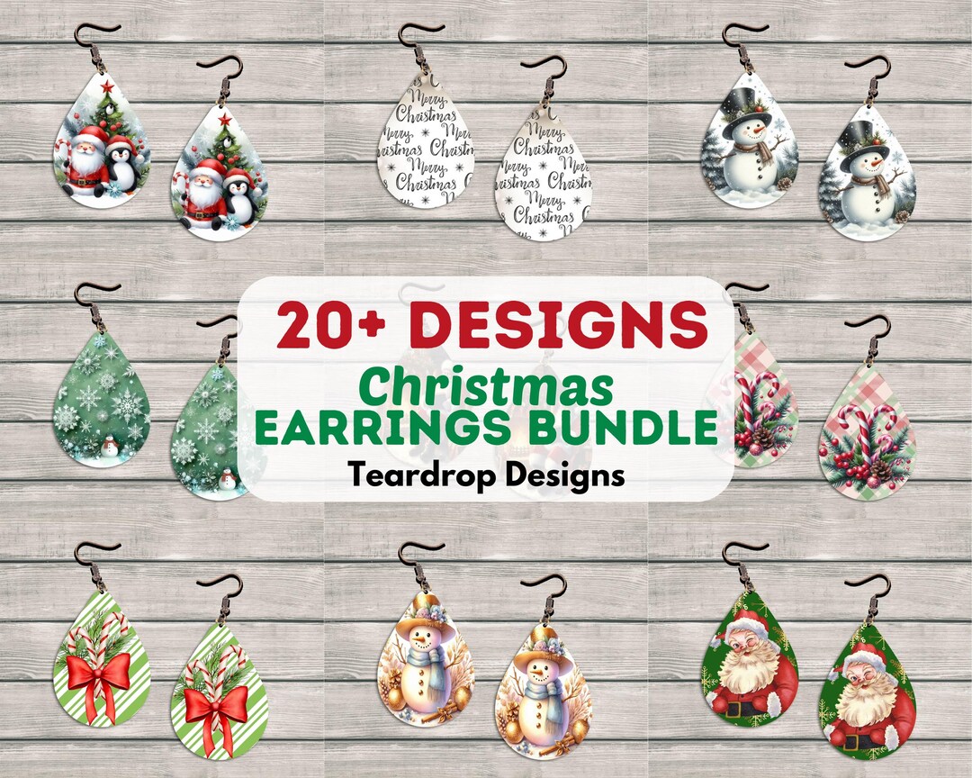 Christmas Earring Bundle, Sublimation Design, Santa Earring Template ...