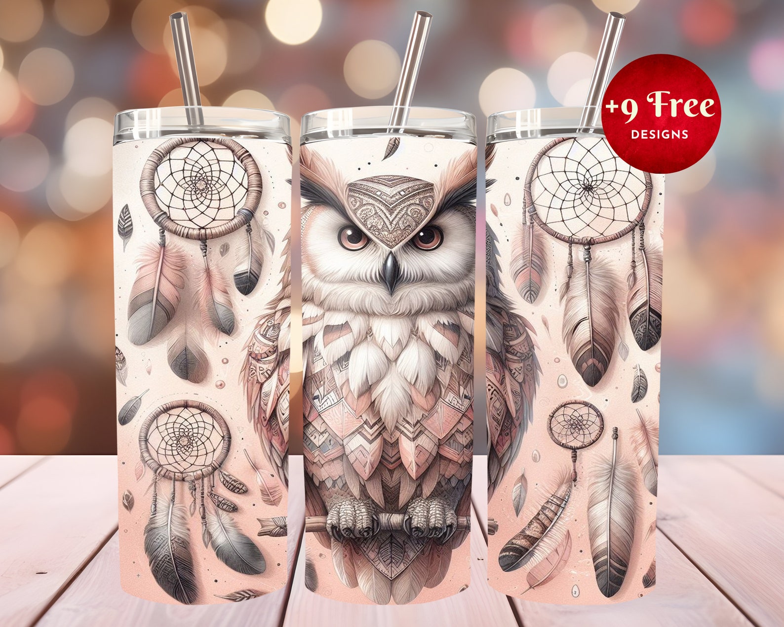 3D Native American Motifs and Owl 20 Oz Skinny Tumbler,sublimation ...