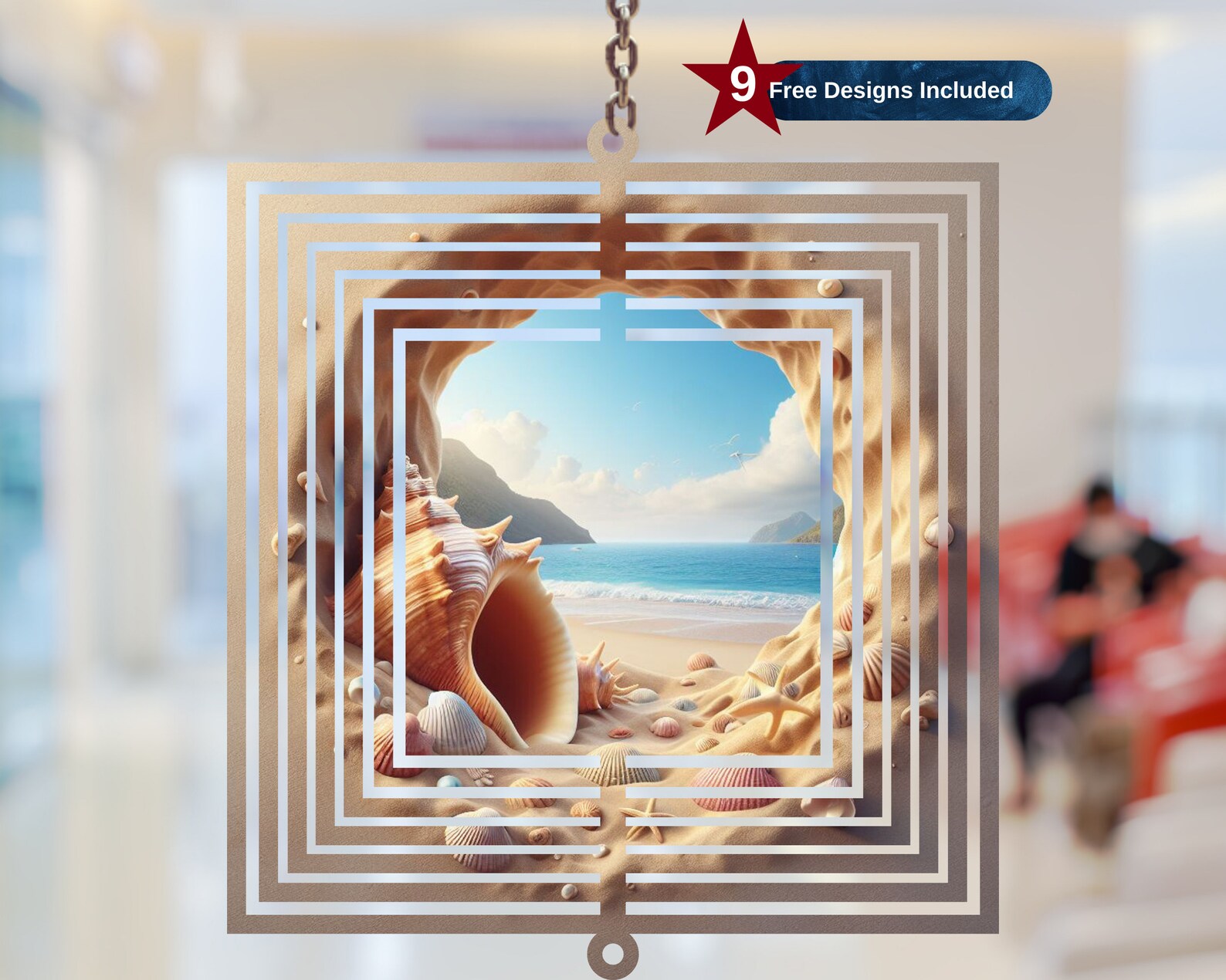 3D Beach and Seashell Wind Spinner Sublimation Design,sandy Beach Wind ...