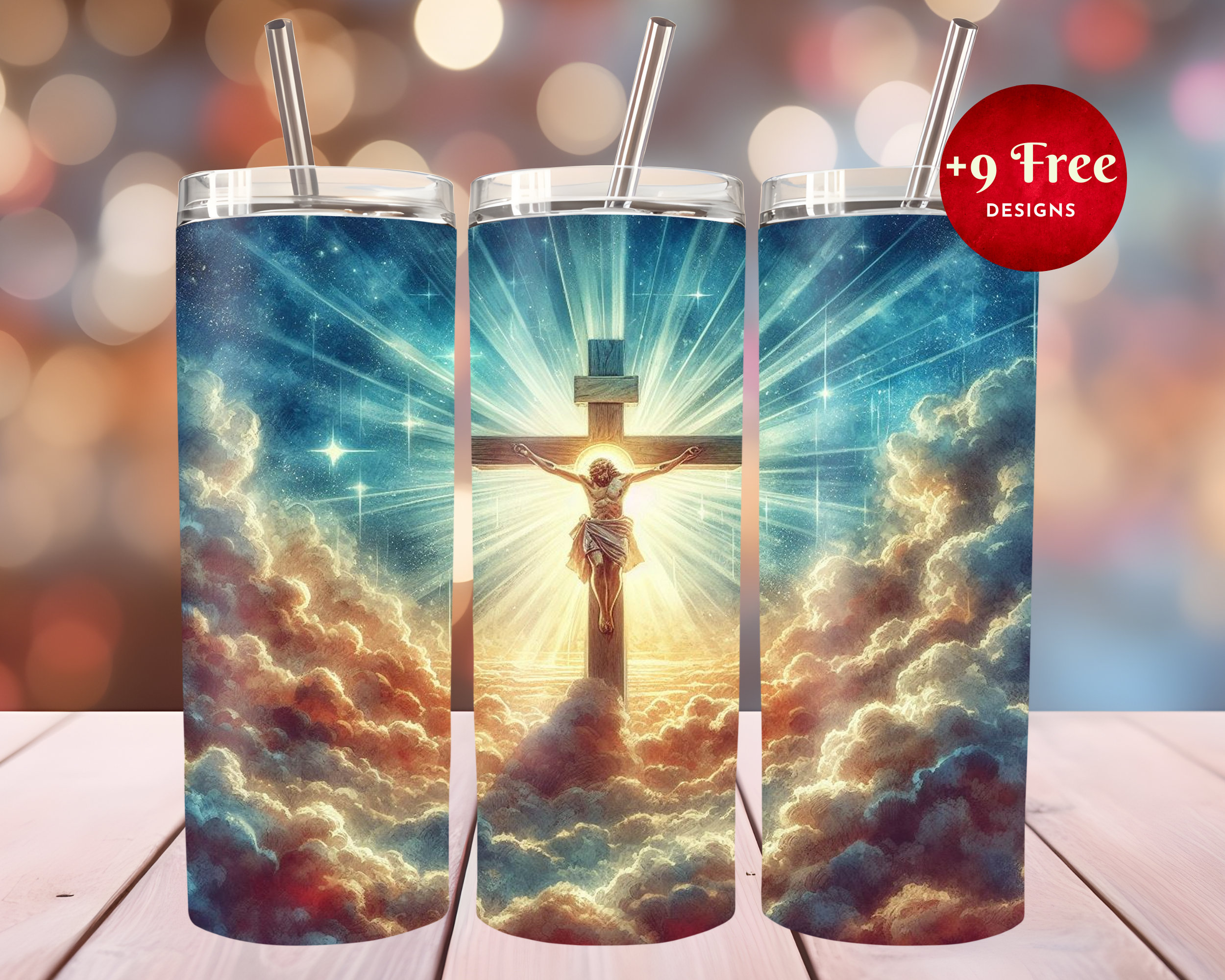 3D Jesus on the Cross and Clouds 20 Oz Skinny Tumbler,sublimation ...