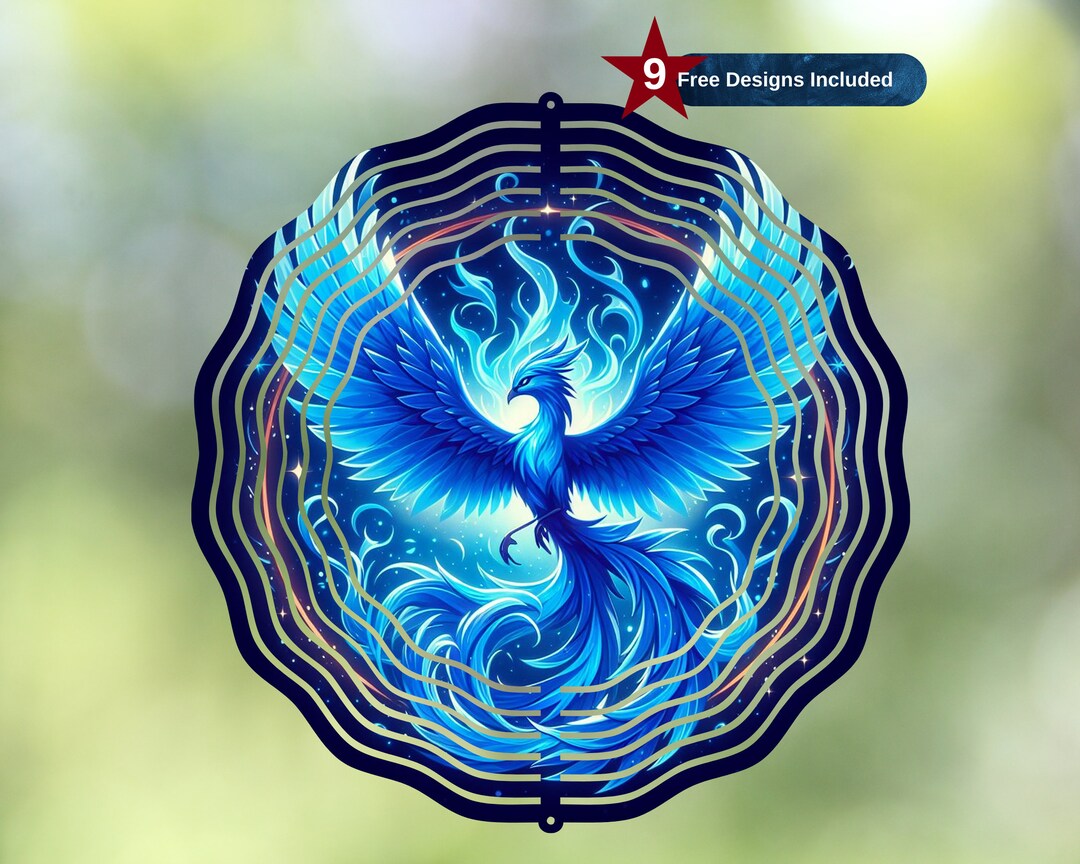 Blue Phoenix Wind Spinner Sublimation Design, Phoenix Wind Spinner ...