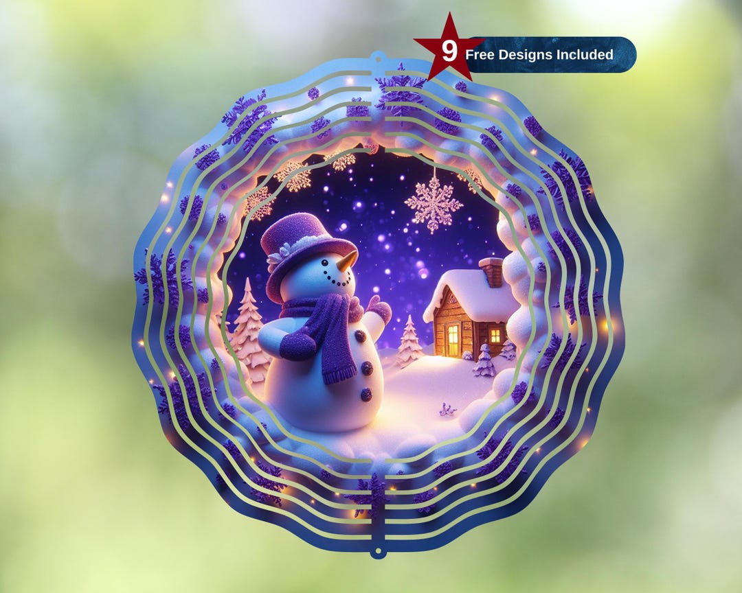 3D Christmas Snowman Wind Spinner Sublimation Design, Snowy Wind ...