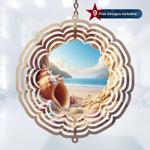 3D Beach and Seashell Wind Spinner Sublimation Design,sandy Beach Wind ...