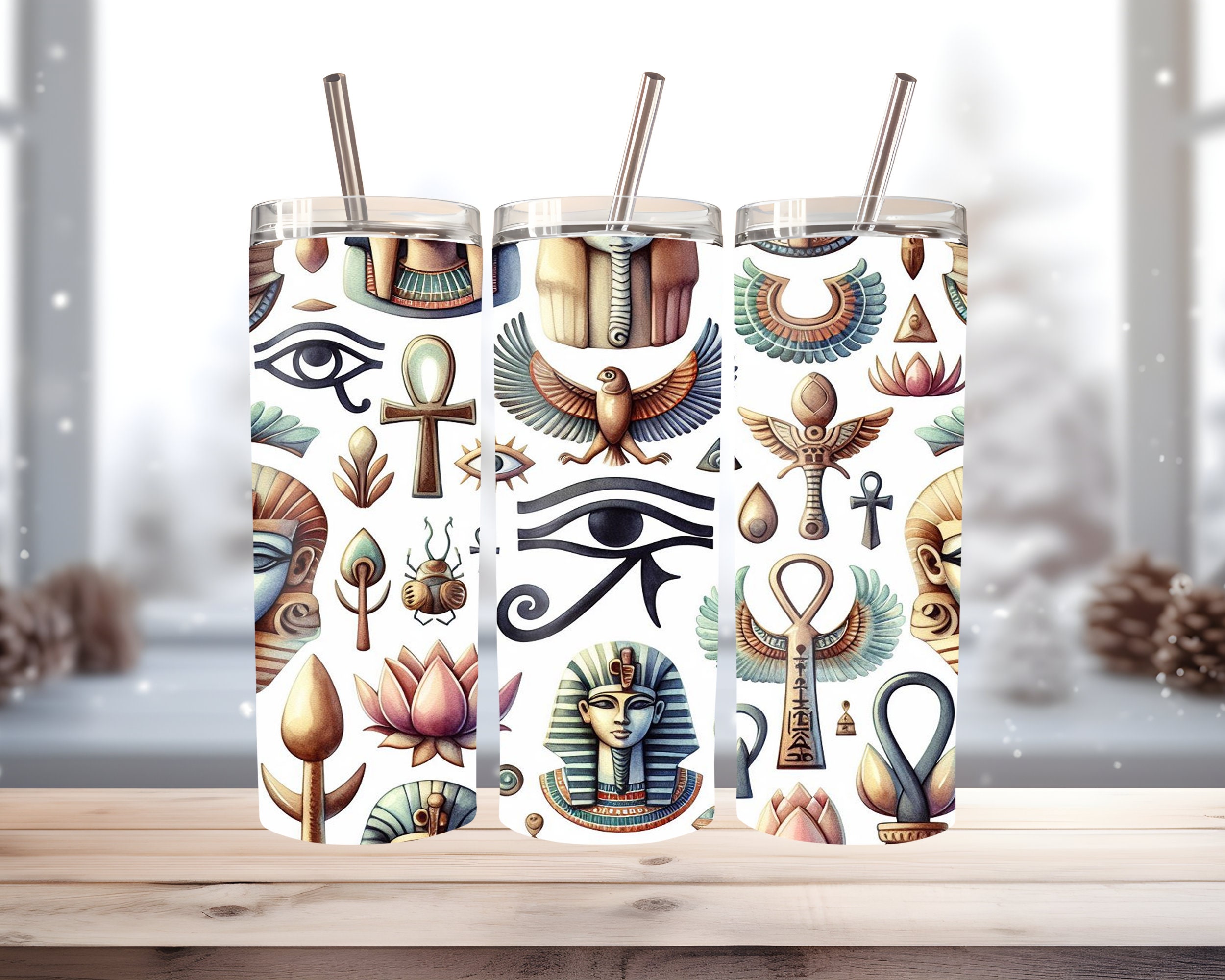 3D Egyptian Symbols 20 Oz Skinny Tumbler, Sublimation Design, Tumbler ...