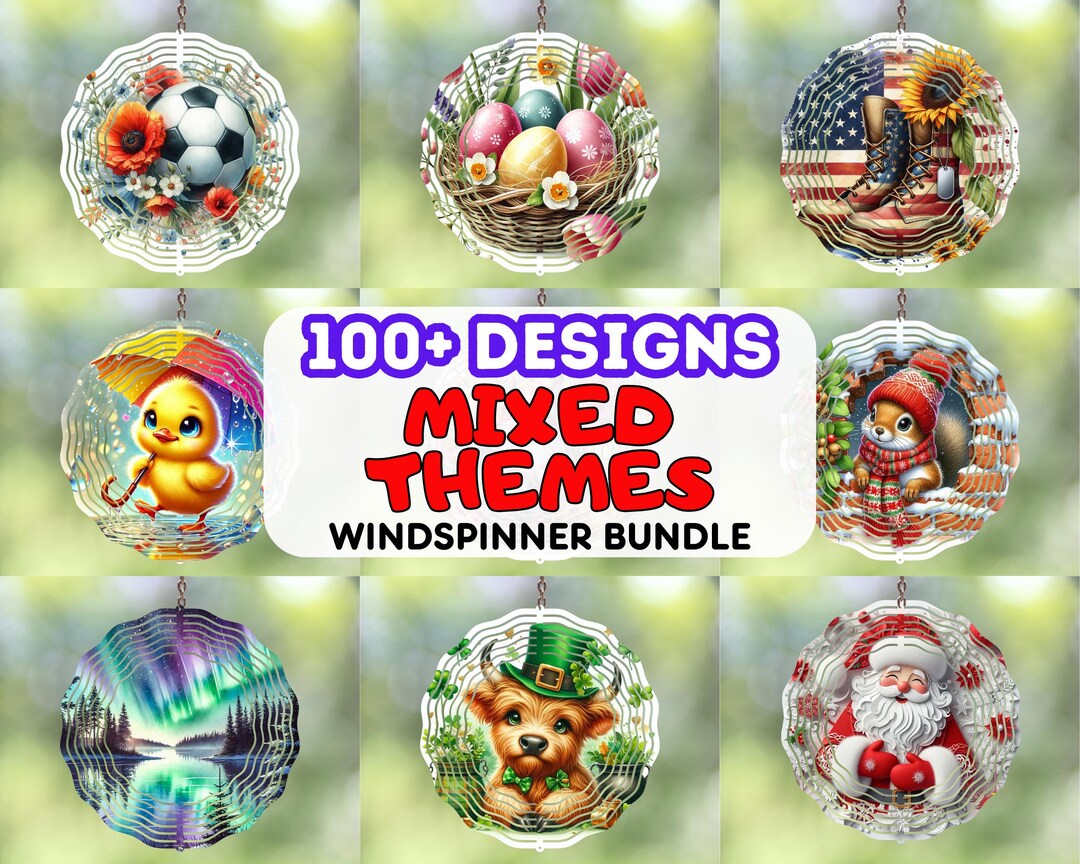 Mixed Themes Wind Spinner Bundle, Sublimation Design, Mixed Wind ...