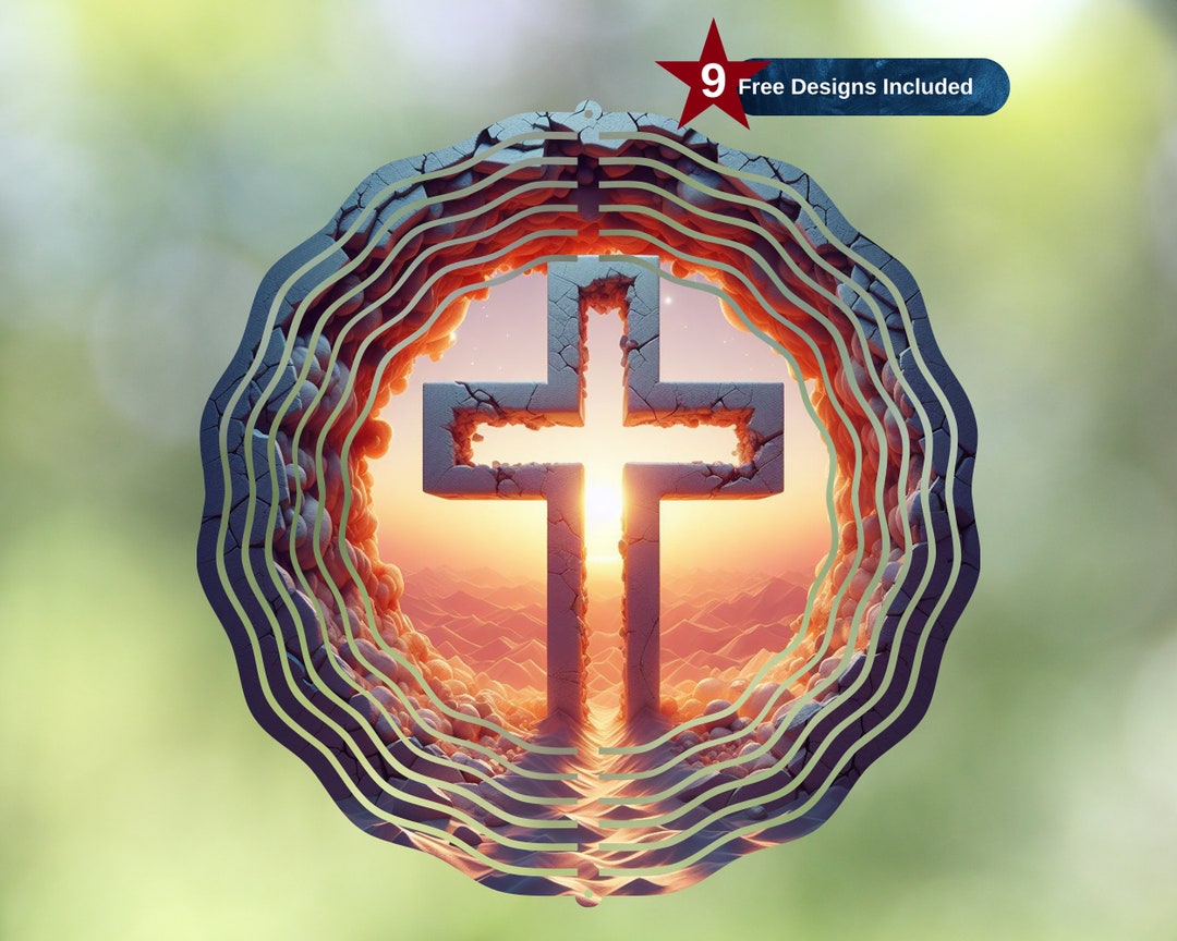 3D Cross of Christ Wind Spinner Sublimation Design, Wind Spinner ...