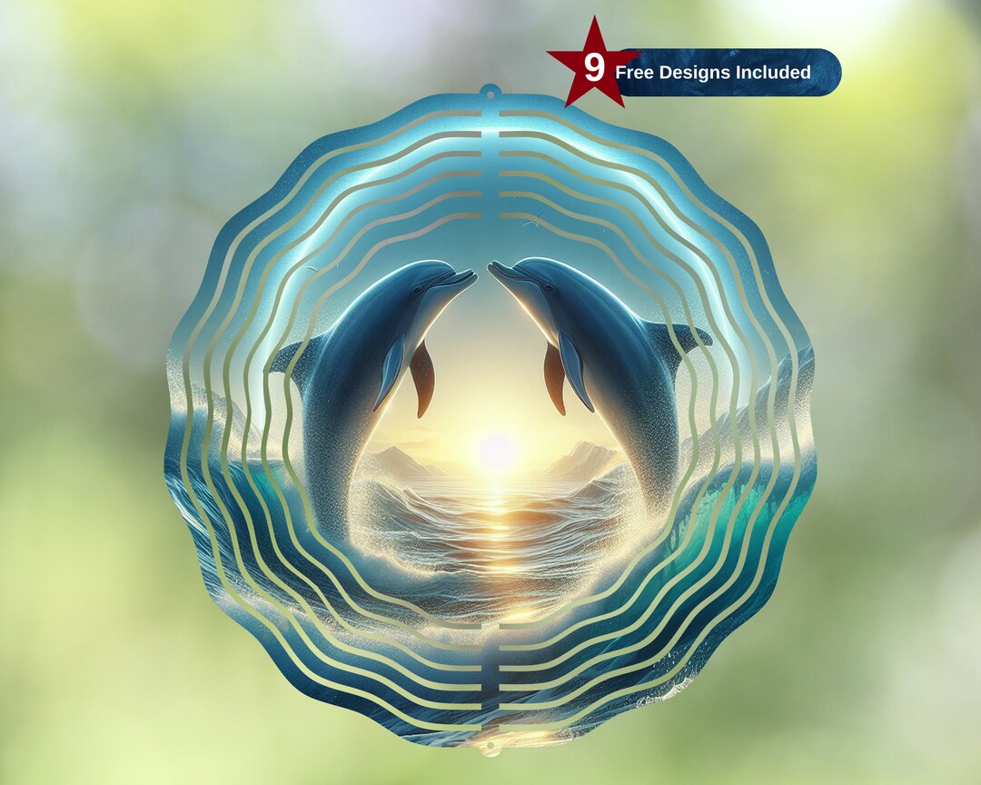 3D Dolphins in the Ocean Wind Spinner Sublimation Design,wind Spinner ...