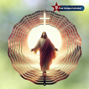 Cross and Jesus Wind Spinner Sublimation Design, Christian Wind Spinner ...