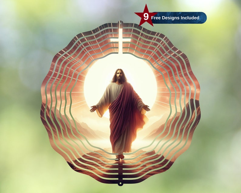 Cross and Jesus Wind Spinner Sublimation Design, Christian Wind Spinner ...