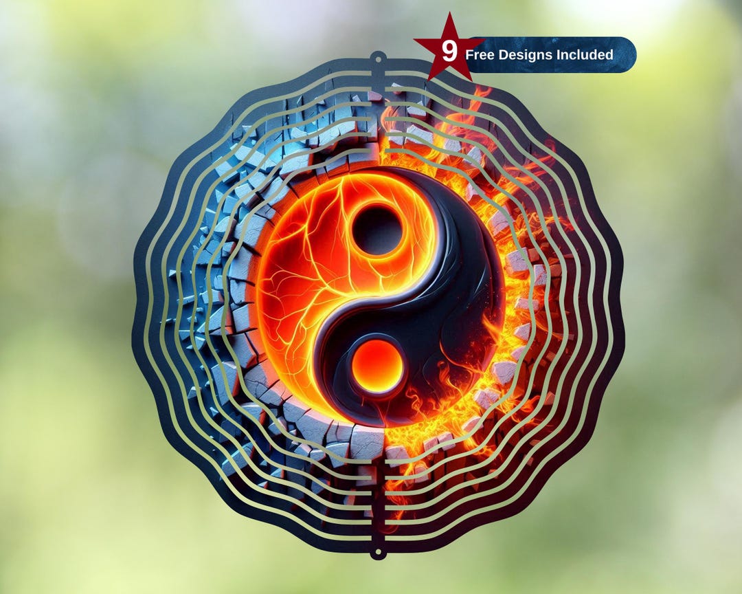3D Yin Yang Wind Spinner Sublimation Design,yin Yang Wind Spinner Template, Garden Wind Spinner ...
