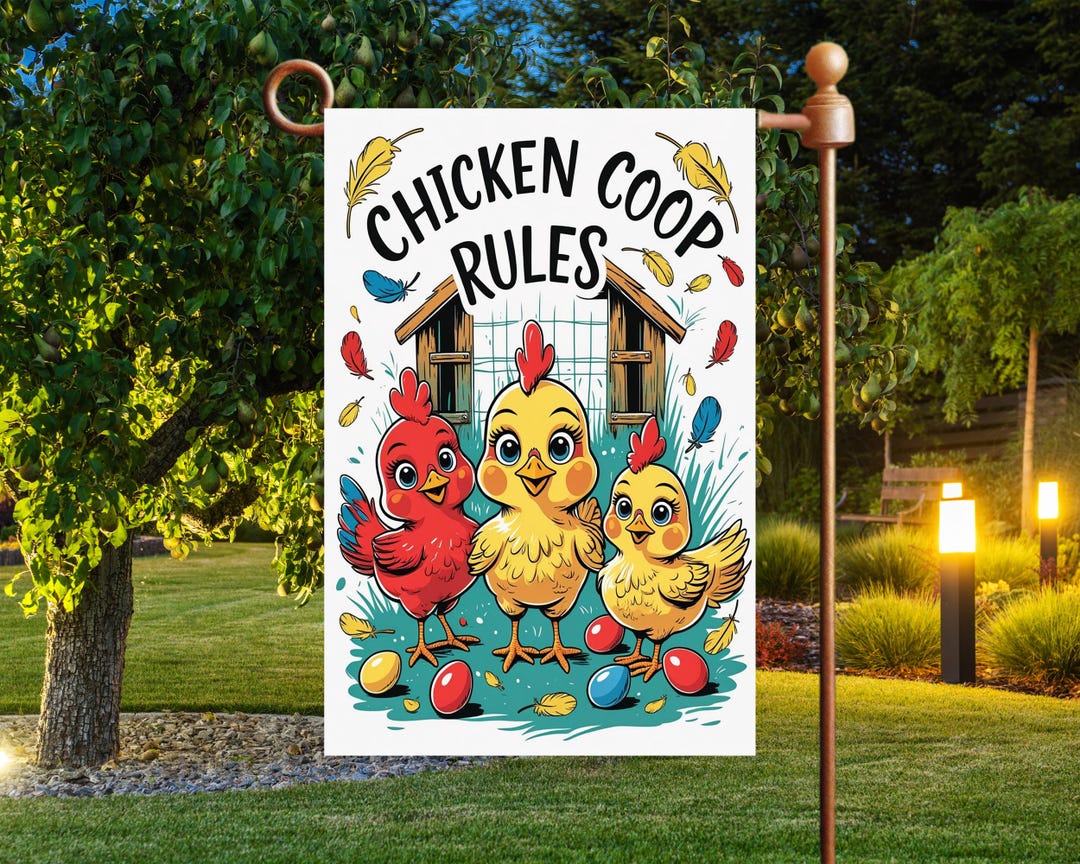 Chicken Coop Rules Garden Flag Sublimation Design, Farm Life Garden ...