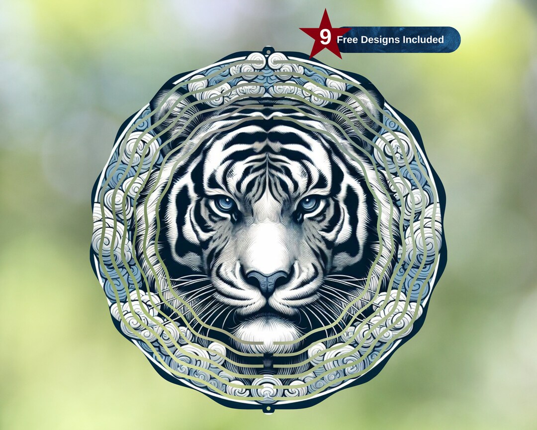 3D White Tiger Wind Spinner Sublimation Design, Wind Spinner Template ...