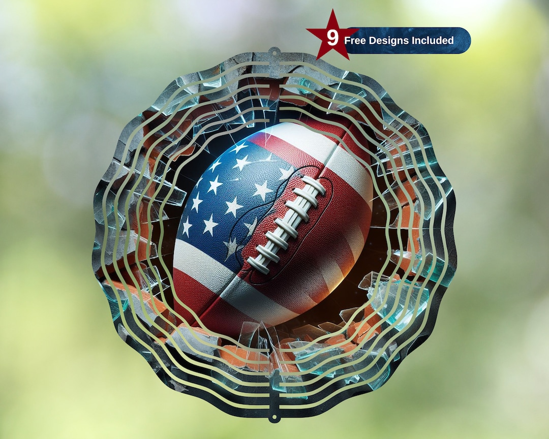3D American Football and Flag Wind Spinner Sublimation Design, Wind ...