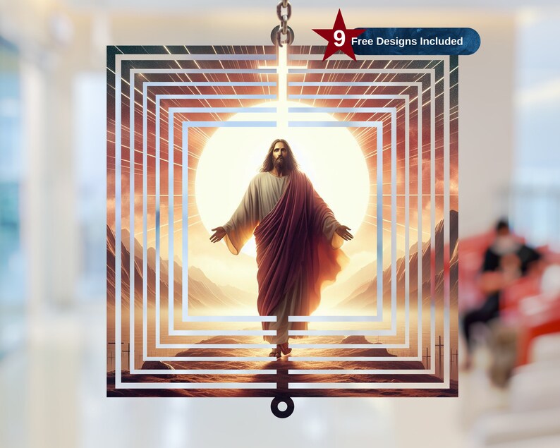 Cross and Jesus Wind Spinner Sublimation Design, Christian Wind Spinner ...