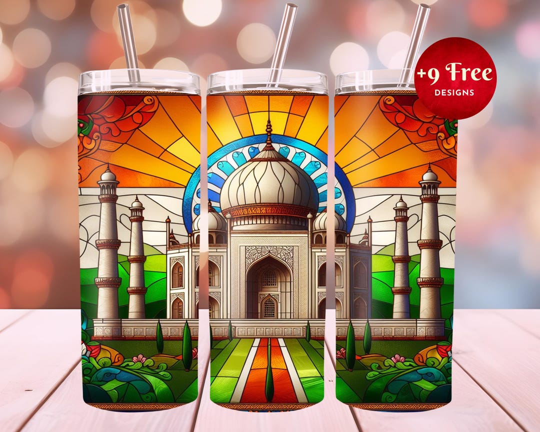 Stained Glass Taj Mahal 20 Oz Skinny Tumbler,sublimation Design,temple ...