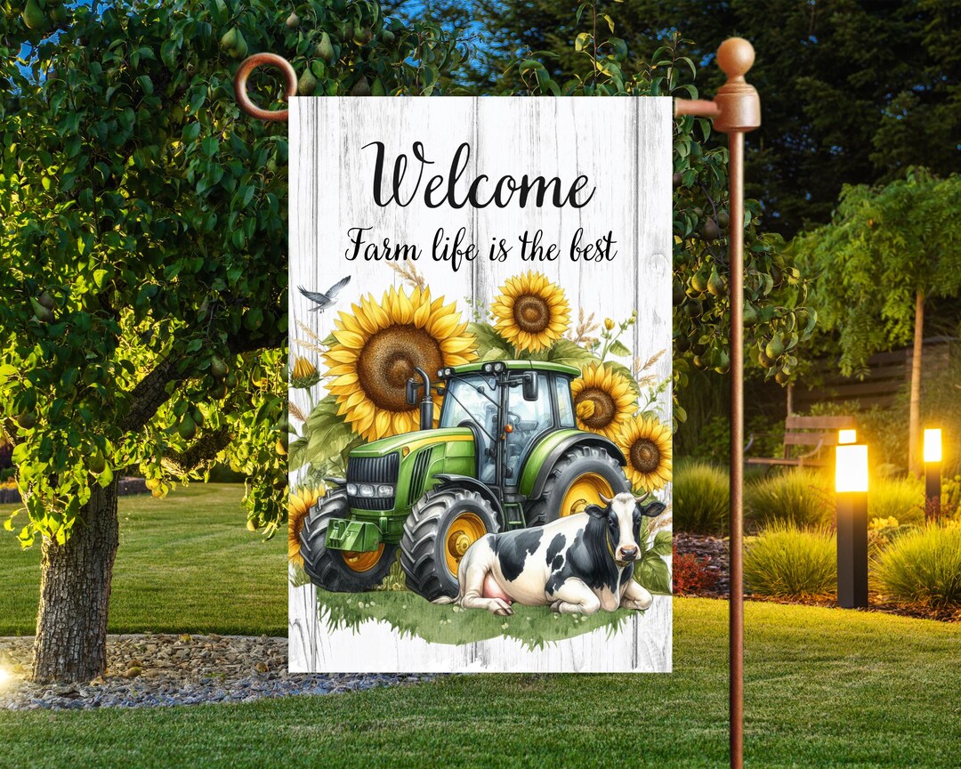 Farm Life Tractor Garden Flag Sublimation Design, Welcome Garden Flag ...