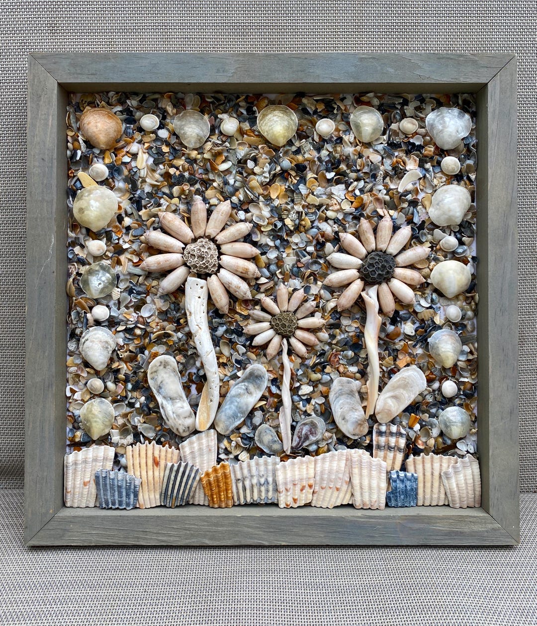 Olive Flower Shadow Box Shell Art - Etsy