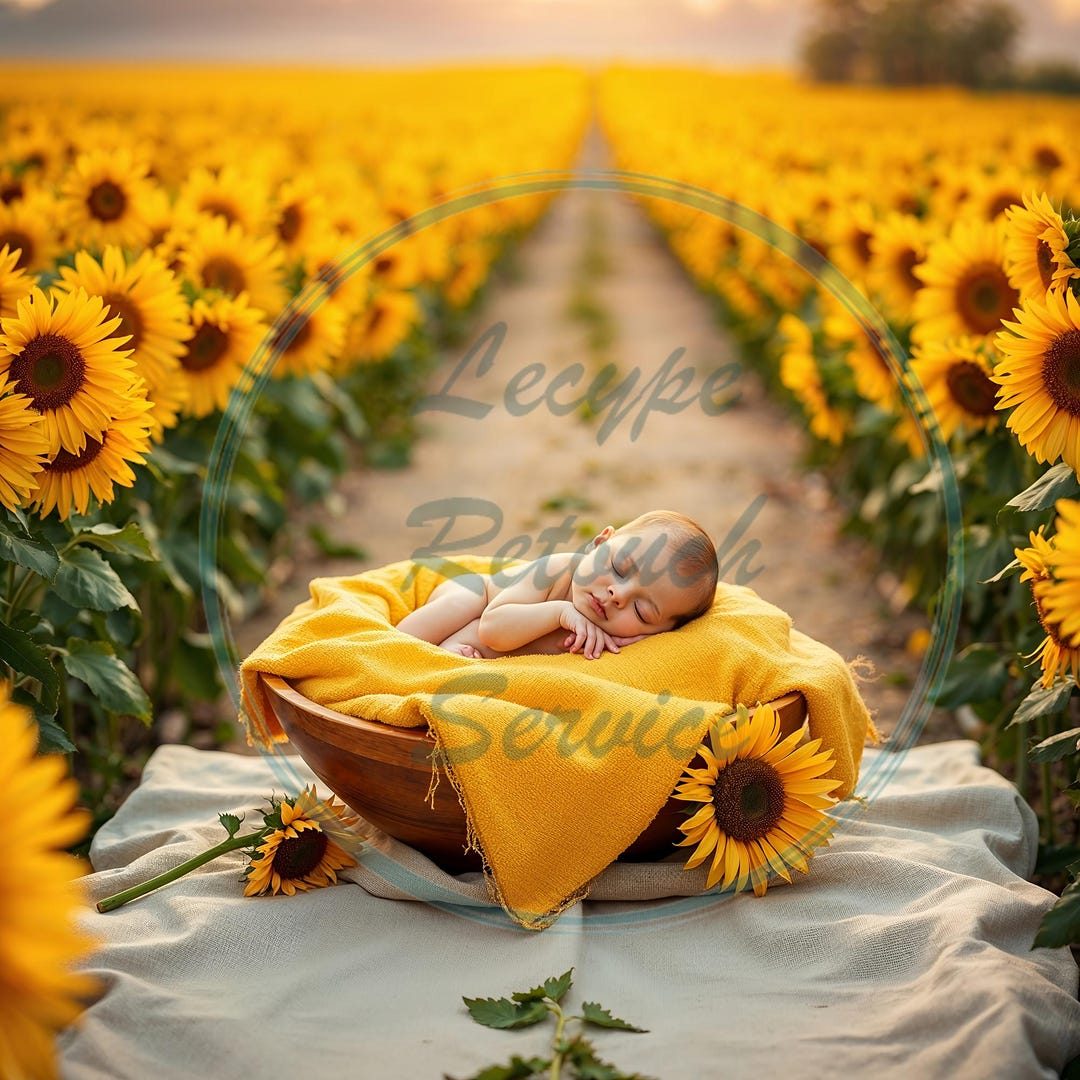 Sunflower Field Digital Backdrop: Newborn Photography (set of 2 JPG ...