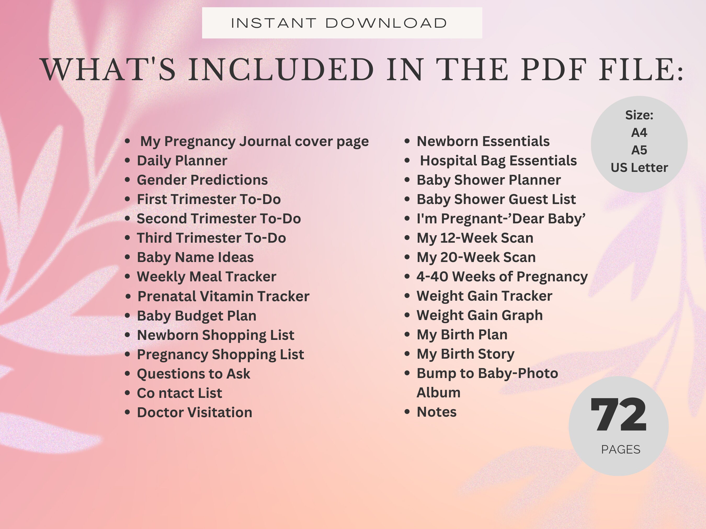 Printable Pregnancy Planner, My Pregnancy Journal, Pregnancy Memory ...