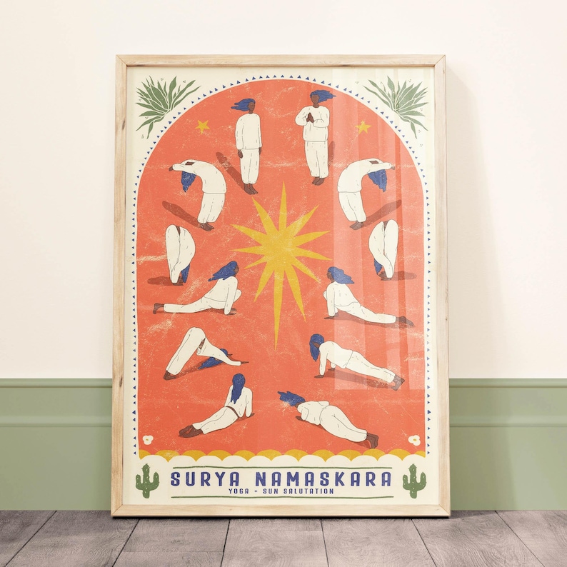 Surya Namaskara Poster / Sun Salutation Print / Surya Namaskar Wall Art ...