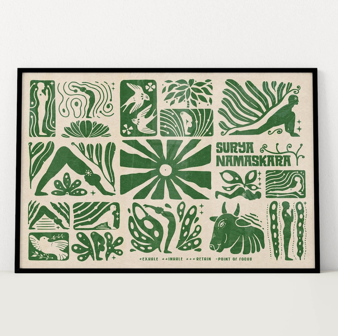 Surya Namaskara Print / Sun Salutation Print / Yoga Print / Yoga Poster ...