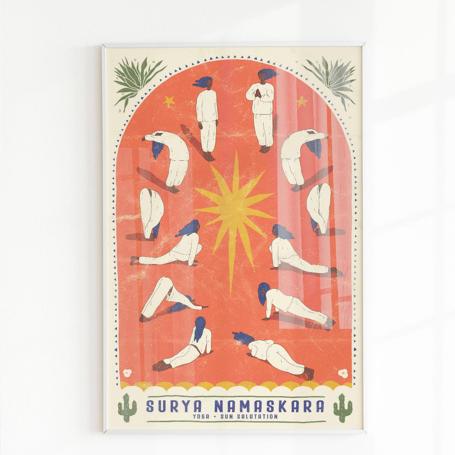 Surya Namaskara Poster / Sun Salutation Print / Surya Namaskar Wall Art ...