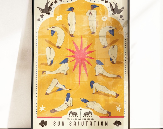 Sun Salutation Poster. Surya Namaskar Large Format Print. Surya ...
