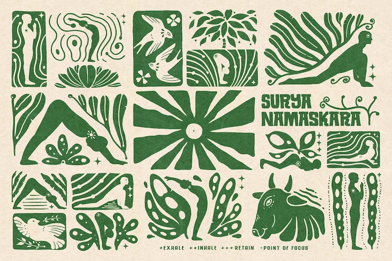 Surya Namaskara Print / Sun Salutation Print / Yoga Print / Yoga Poster ...