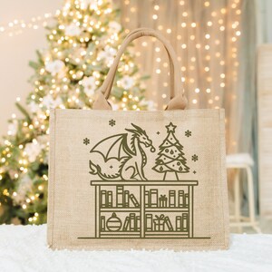 Christmas Bookshelf Dragon Graphic | Xmas Gift for Book Lovers ...