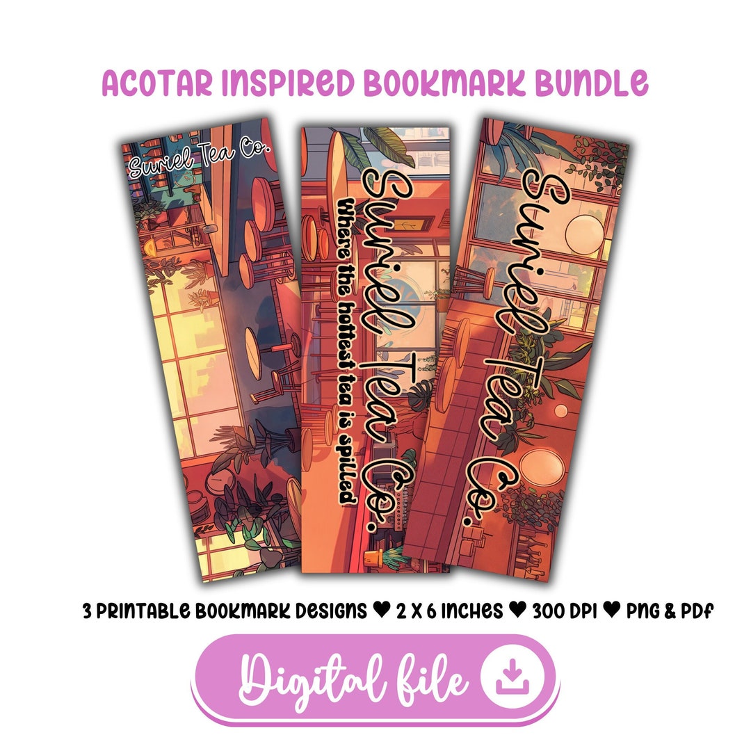 Suriel Tea Co Printable Bookmark Bundle PNG & PDF Watercolor Design ...