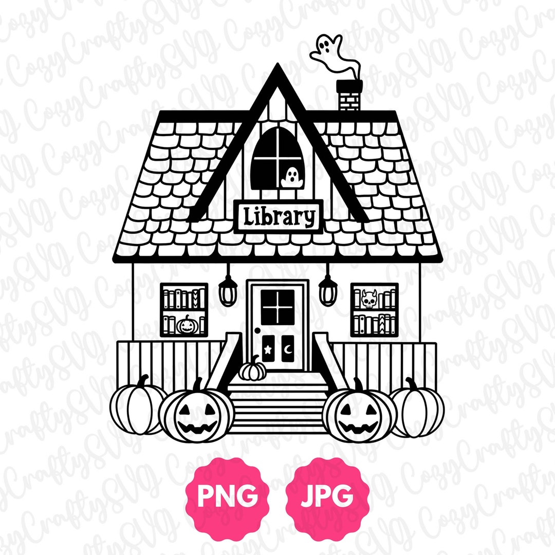 Ghost Library PNG | Gift for Bookworm, Plant Lover, Book Reader | Line ...