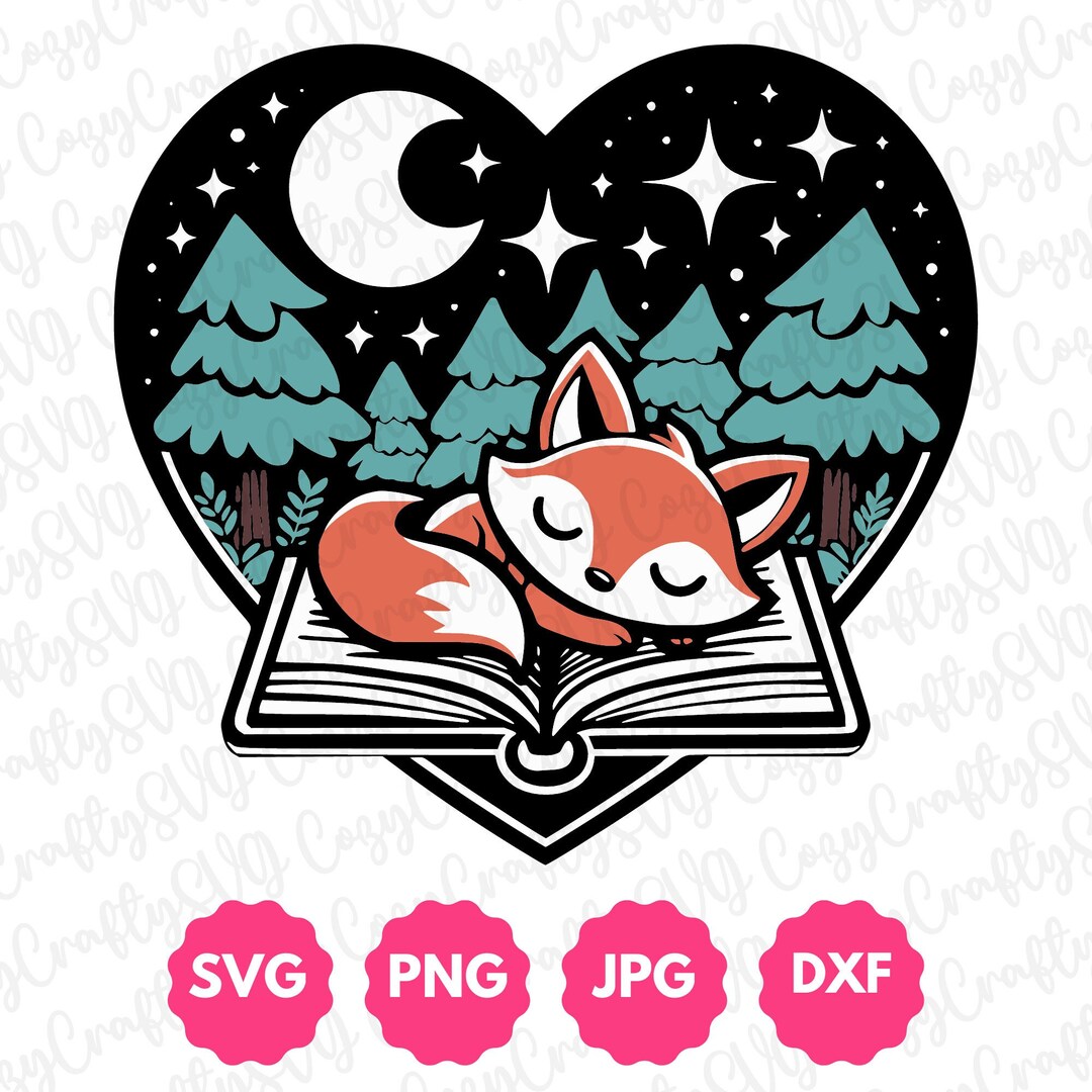 Cottagecore Fox Book Svg Png Dxf | Commercial License | Gift for Animal ...