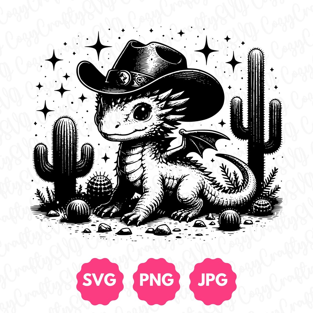 Cute Cowboy Dragon Graphic Commercial License Gift for Dragon Lovers ...