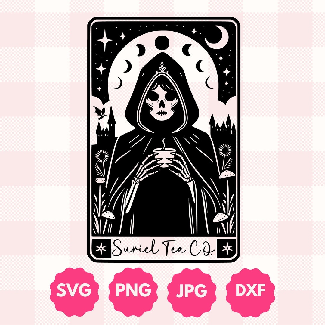 Suriel Tea Co Skeleton Tarot Graphic | Gift for Bookworms, Fantasy ...