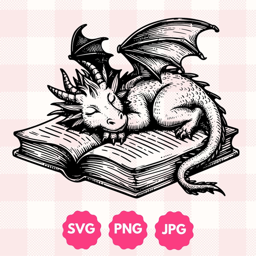 Cottagecore Book Dragon Graphic | Gift for Bookworms, Fantasy Readers ...
