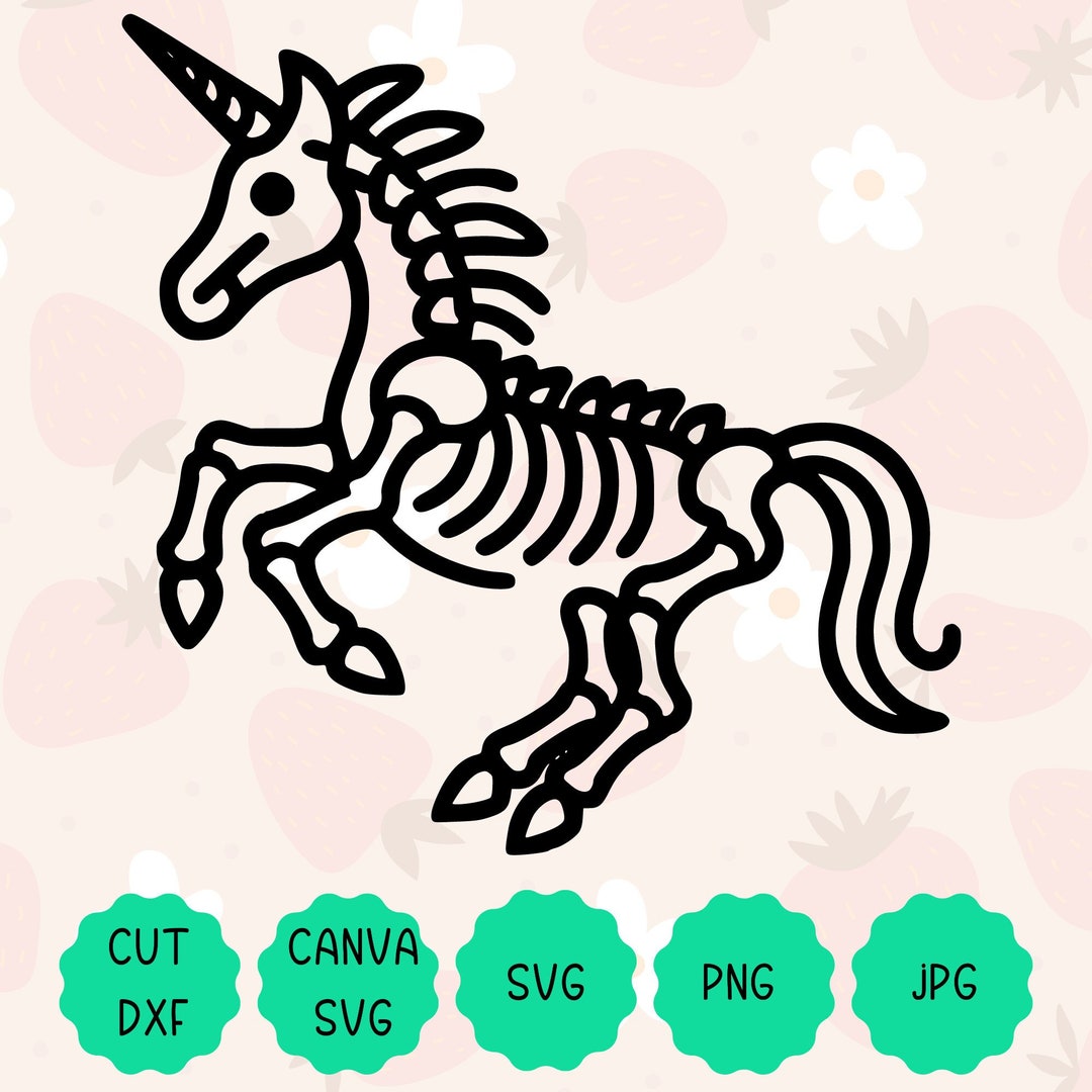 Unicorn Skeleton Graphic | Svg, Png, Dxf Cut File, Jpg | Spooky Unicorn ...