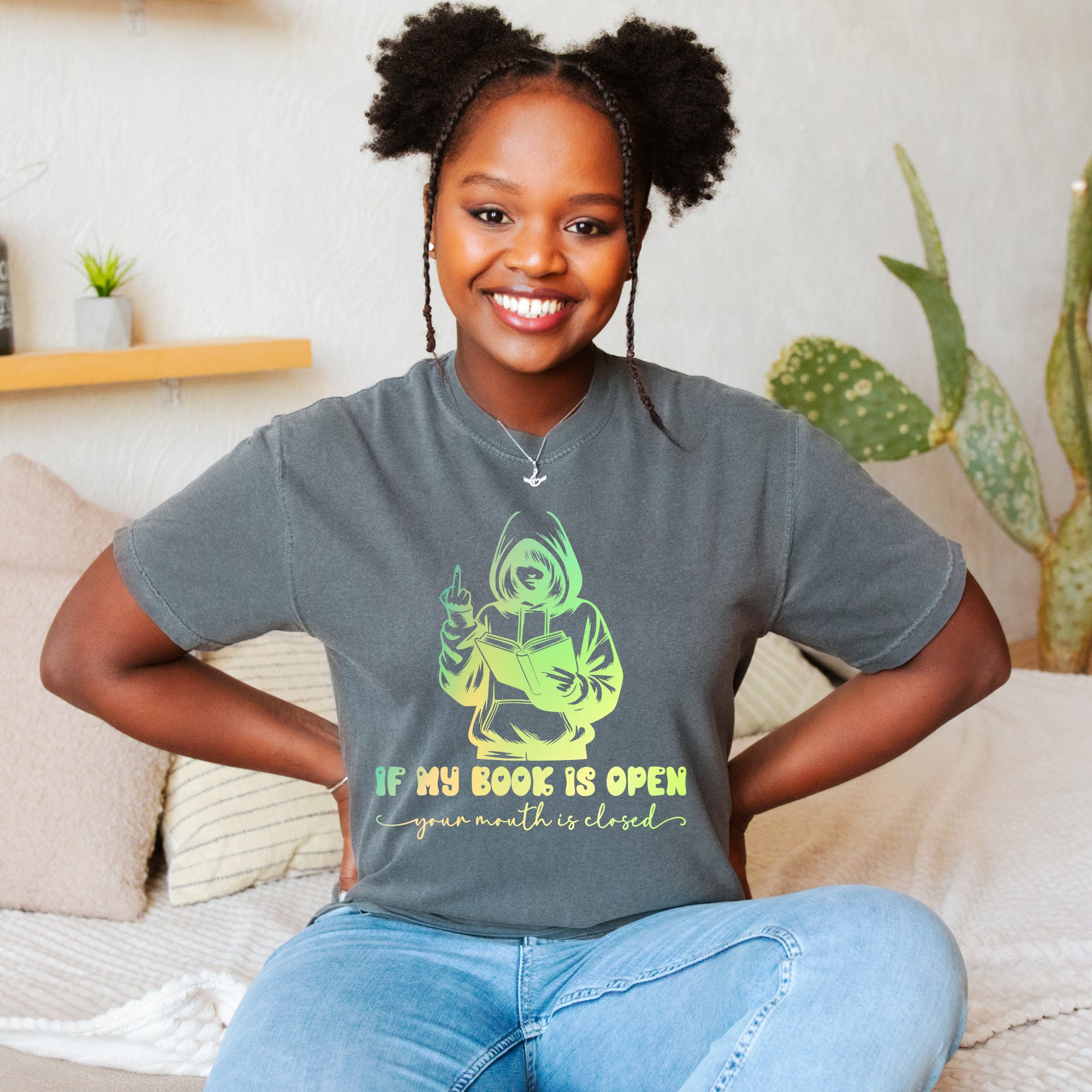 Middle Finger Reader Graphic If My Book is Open Your Mouth is Closed ...