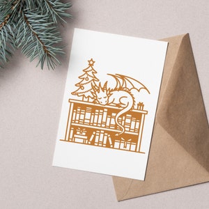 Christmas Bookshelf Dragon Graphic | Xmas Gift for Book Lovers ...