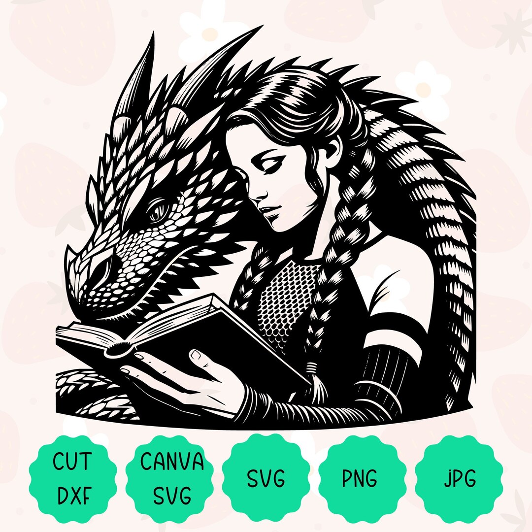 Dragon Reader Graphic | Gift for Fantasy Readers, Bookish Gift | Book ...