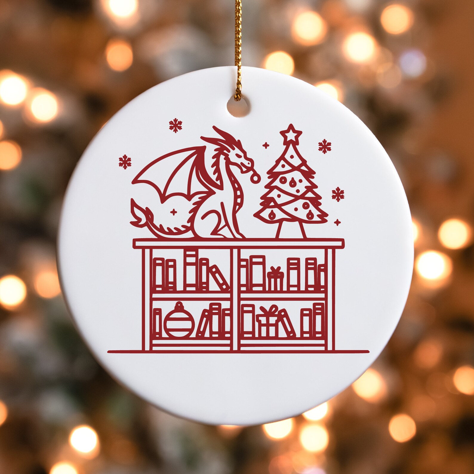 Christmas Bookshelf Dragon Graphic | Xmas Gift for Book Lovers ...