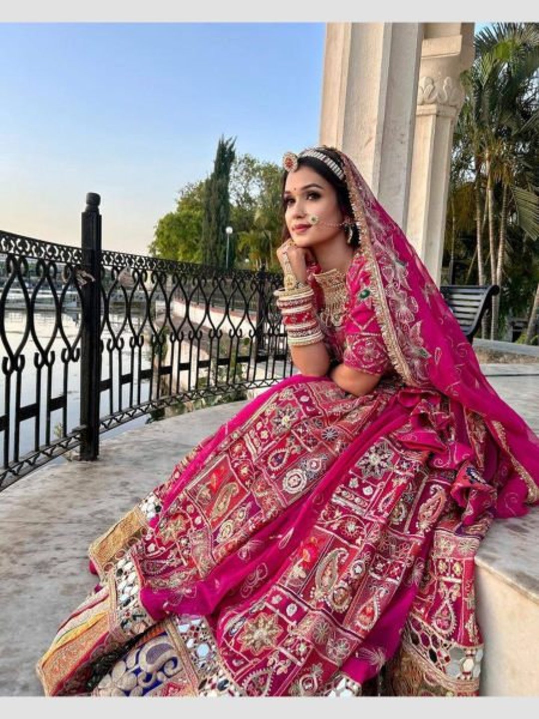 Buy Now Latest Mesmerizing Rani Color Navratri Lengha Choli .garba ...