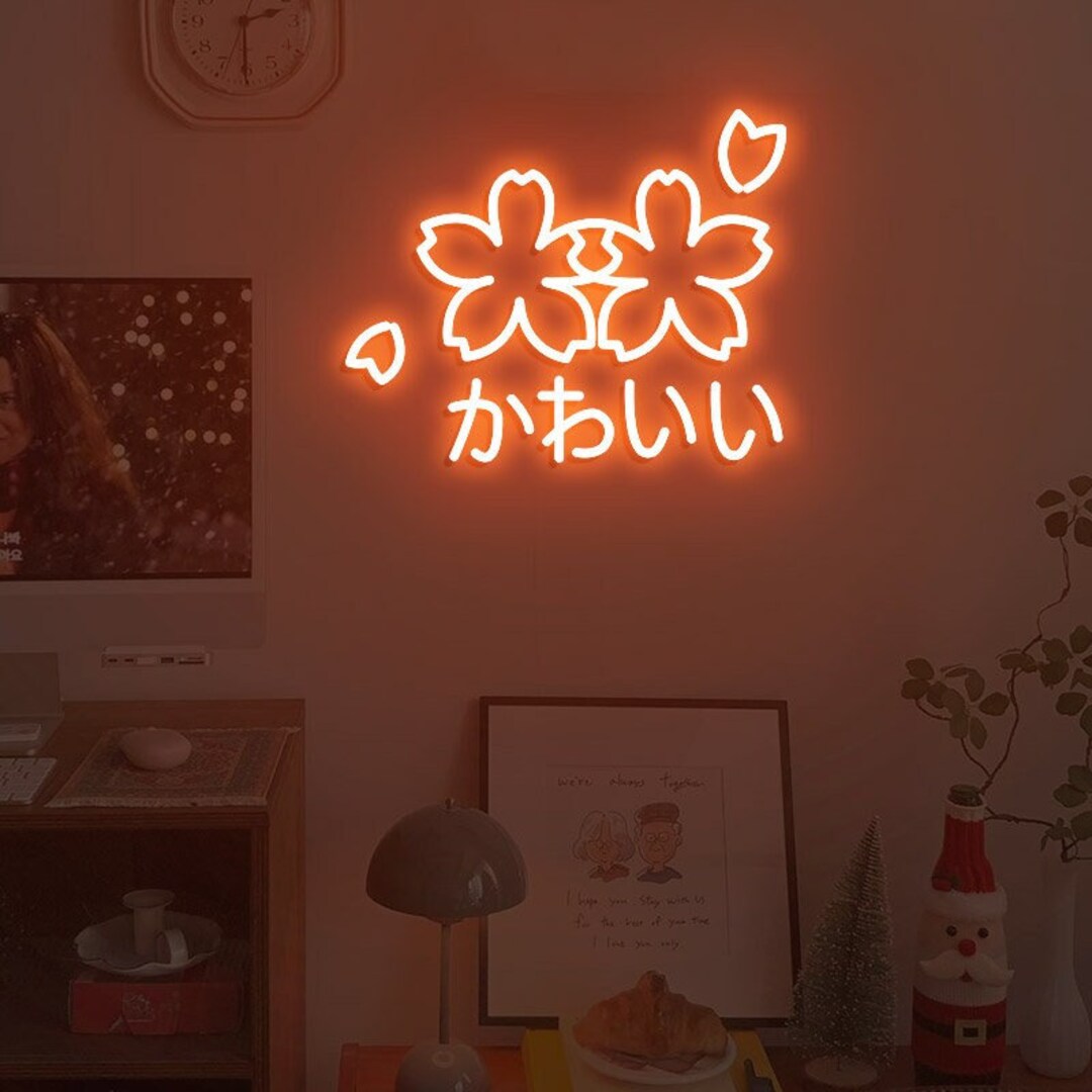 Sakura Kawaii Sakura Neon Sign, かわいいjapanese Neon Sign, Game Room Wall ...