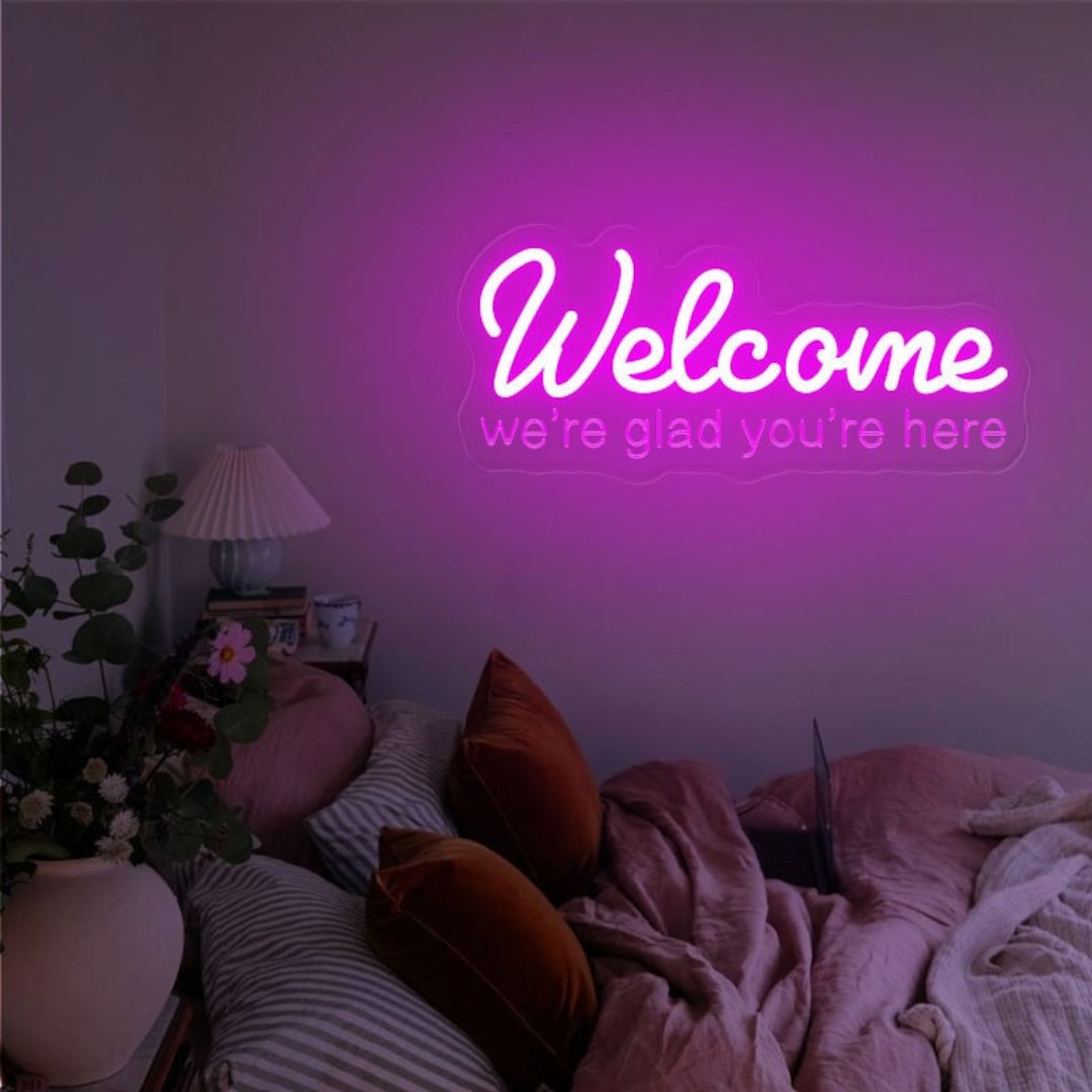 Welcome, We Are Glad You Are Here Neon Sign, Business Neon Sign, Salon ...