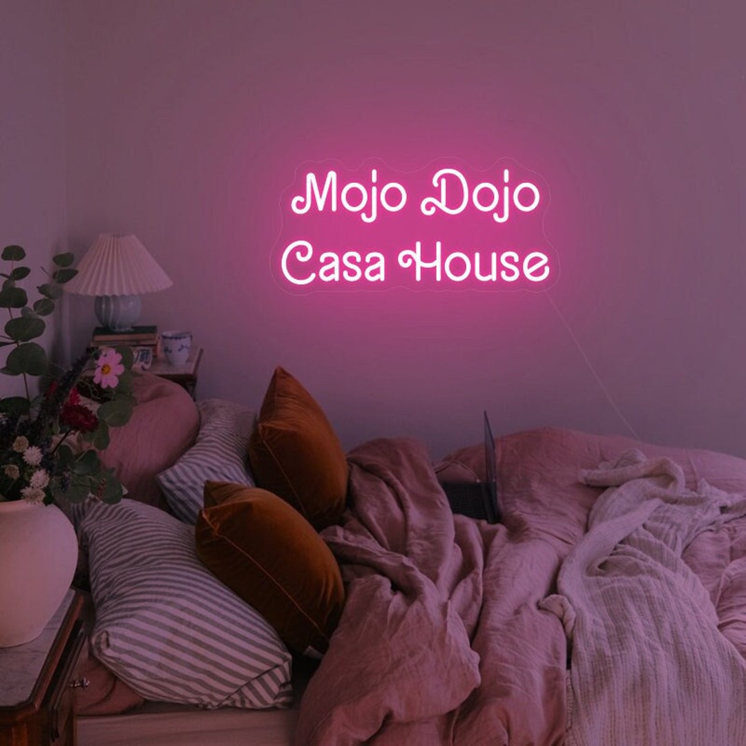 Mojo Dojo Casa House Neon Sign, Pink Room Decor, Welcome Neon Sign ...