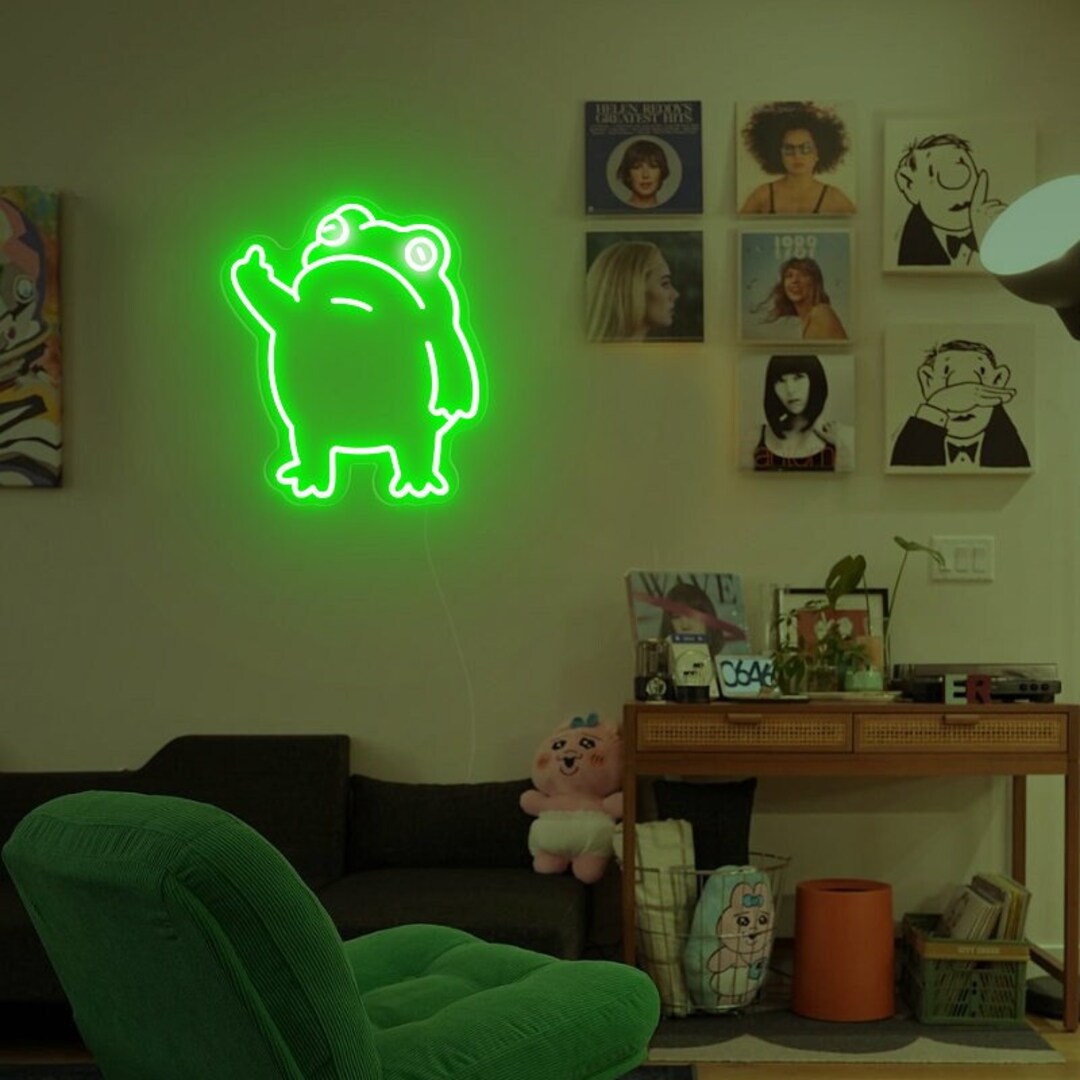 Attitude Frog Neon Sign, Funny Frog Neon Sign, Frog Led Sign, Middle ...