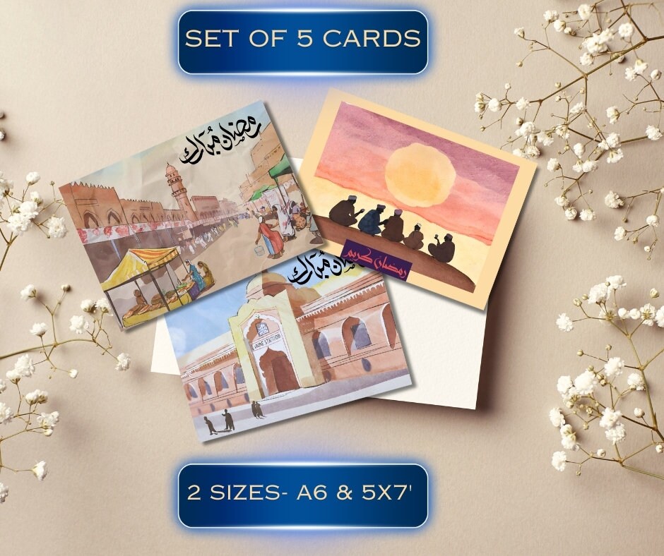 Set of 5 Ramadan Cards - Eid Cards - Digital Download - Multipack ...