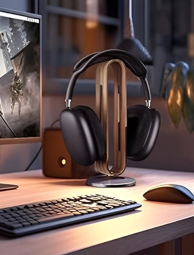 Headphone Stand, Bamboo Wood, Headphone Accessories, Headphone Holder ...